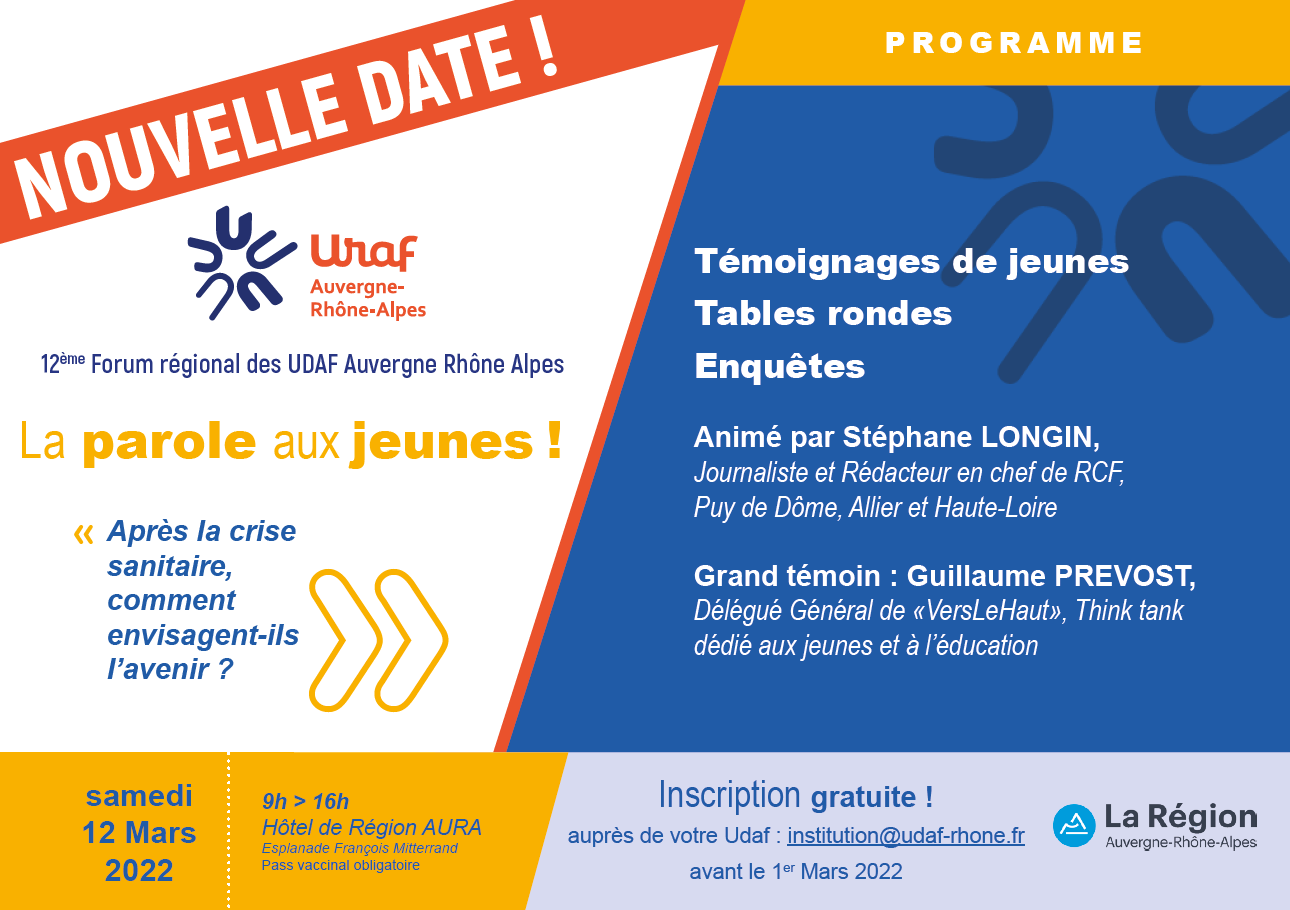 Participez au 12e Forum des UDAF Auvergne-Rhône-Alpes ! - Union ...